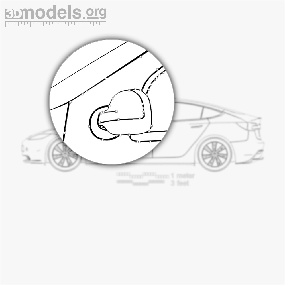 Tesla Model 3 2025 Vector Blueprint - 3DModels.org