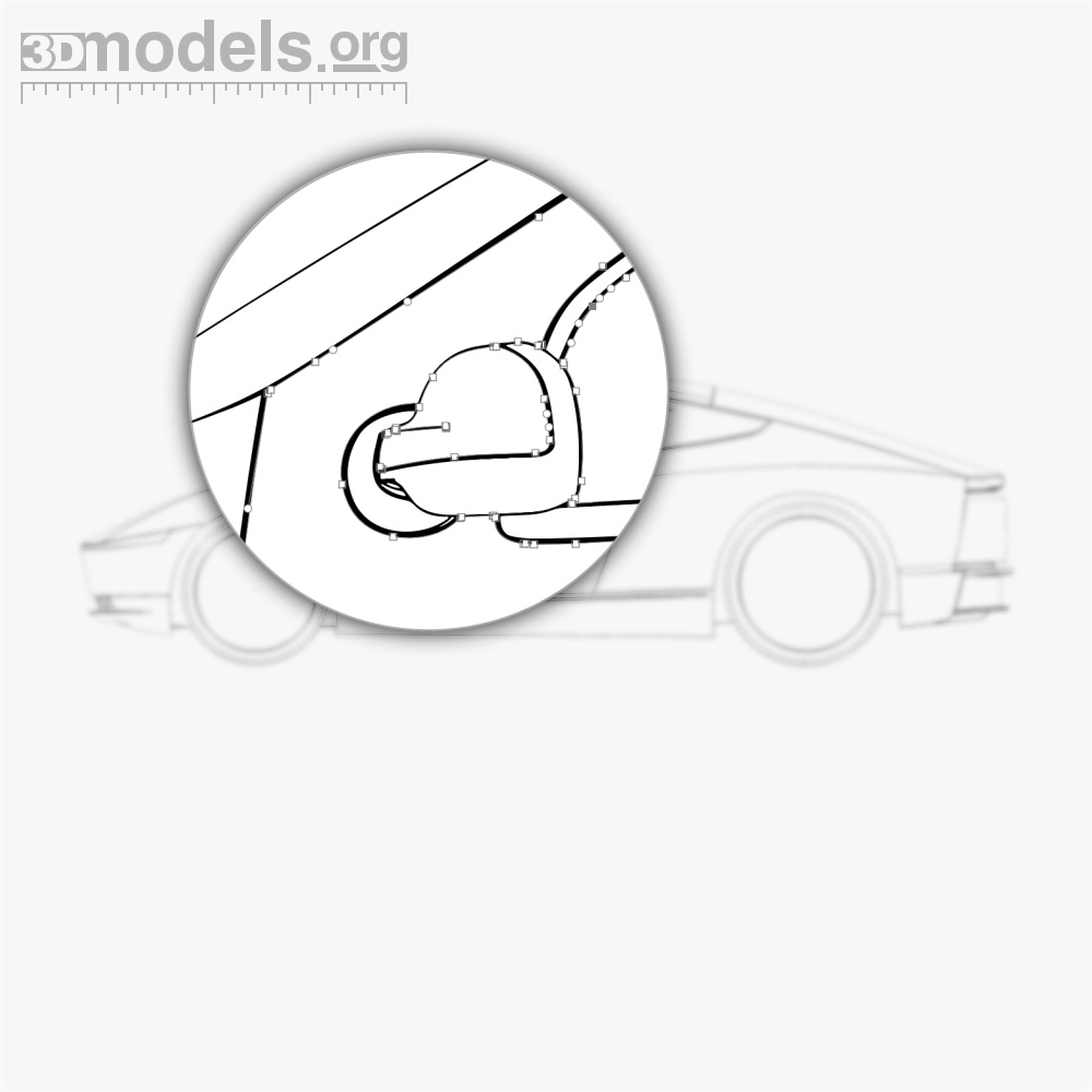Tesla Robotaxi 2025 Vector Blueprint - 3DModels.org