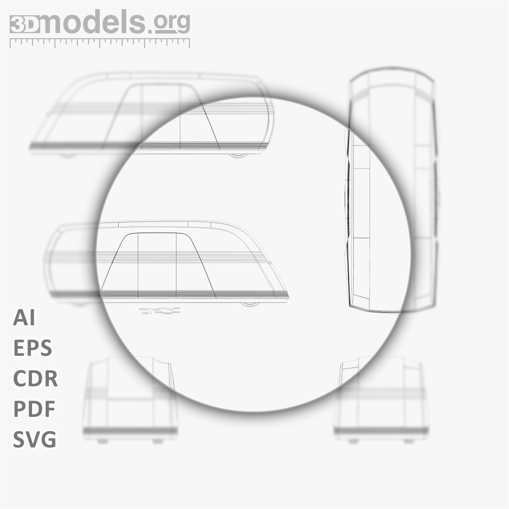 Tesla Robovan 2025 Vector Blueprint - 3DModels.org