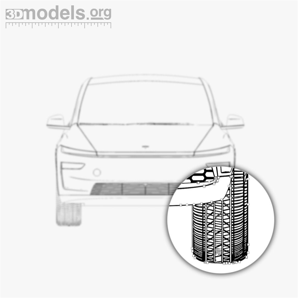 Tesla Model Y L 2025 Vector Blueprint - 3DModels.org