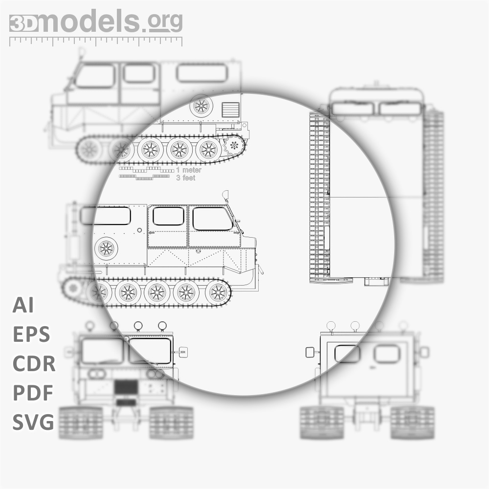 Thiokol Spryte 1200 Snowcat 2011 Vector Blueprint - 3DModels.org