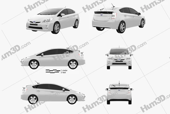 Toyota Prius blueprints Download in PNG - 3DModels.org