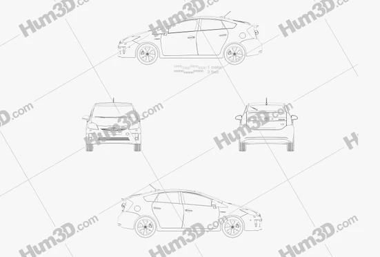 Toyota Prius blueprints Download in PNG - 3DModels.org