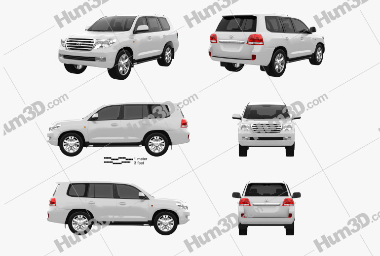 Toyota Land Cruiser 200 2013 Blueprint Template - 3DModels.org