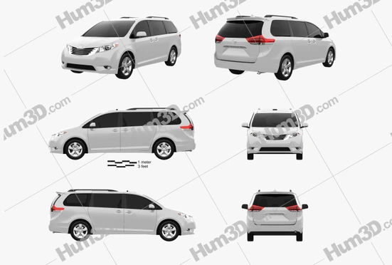 Toyota Sienna blueprints Download in PNG - 3DModels.org