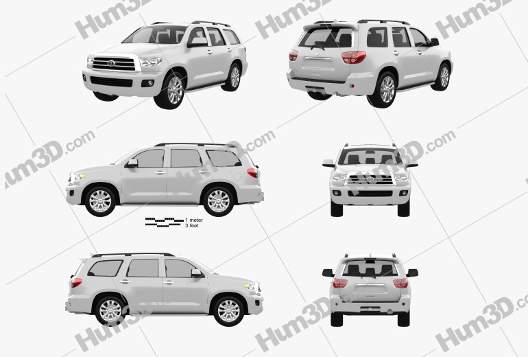 Toyota Sequoia 2013 Blueprint Template - 3DModels.org