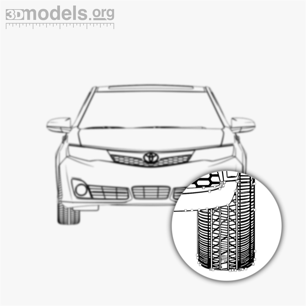 Toyota Camry US SE 2015 Vector Blueprint - 3DModels.org