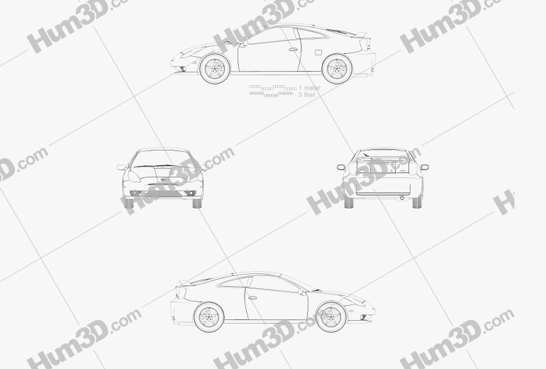 Toyota Celica GT-S 2006 Blueprint - 3DModels.org