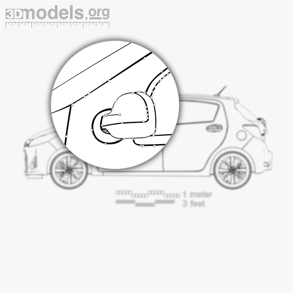 Toyota Yaris (Vitz) hybrid 2016 Vector Blueprint - 3DModels.org