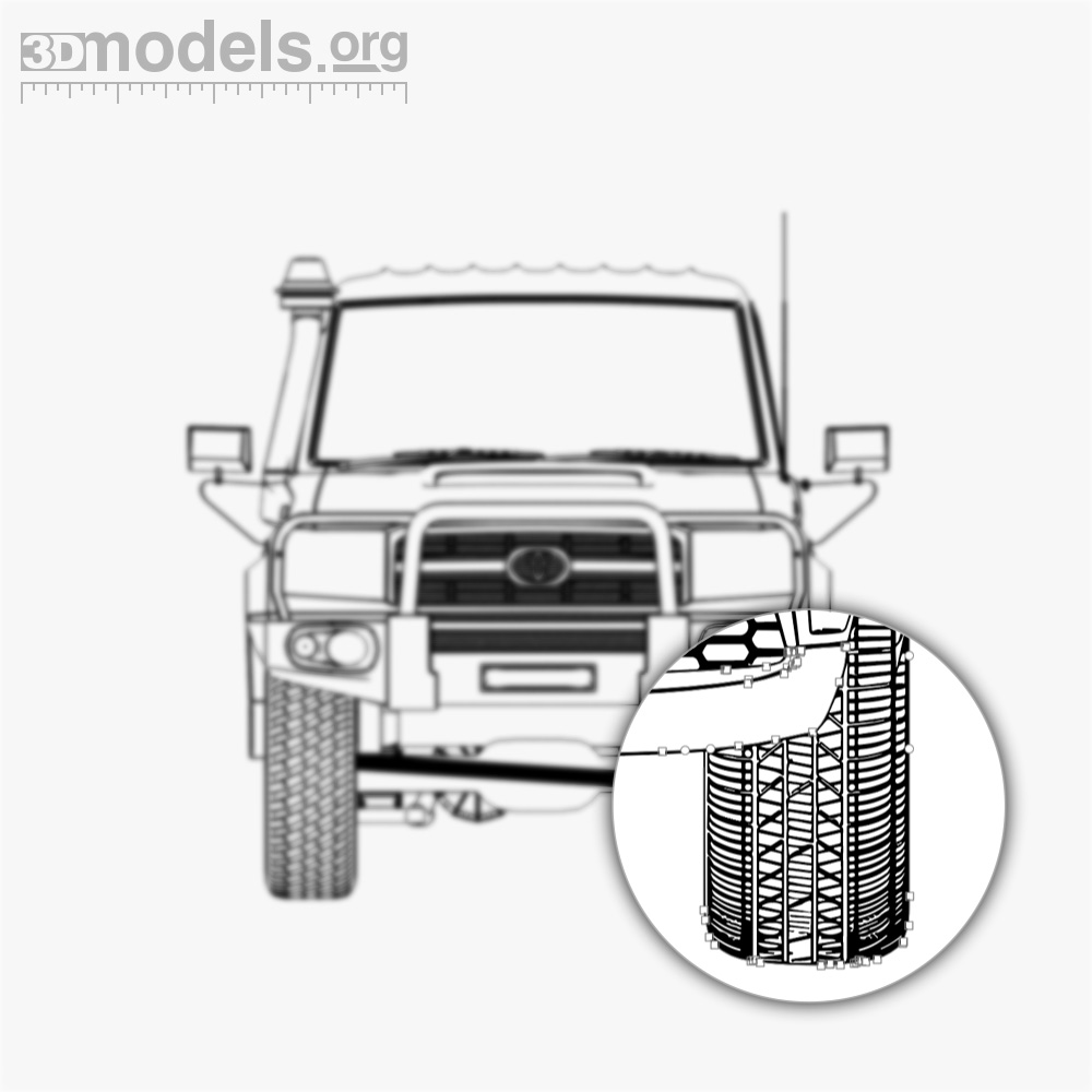 Toyota Land Cruiser (J70) Cab Chassis GXL 2013 Vector Blueprint ...