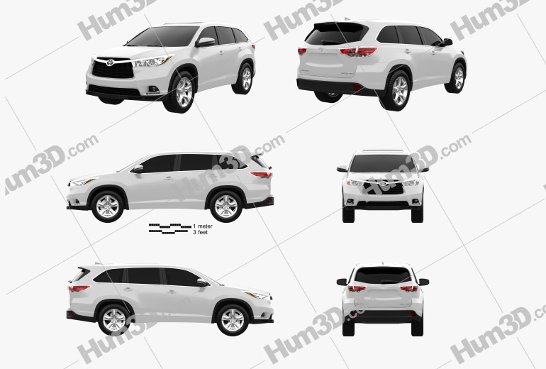 Toyota Highlander 2016 Blueprint Template - 3DModels.org
