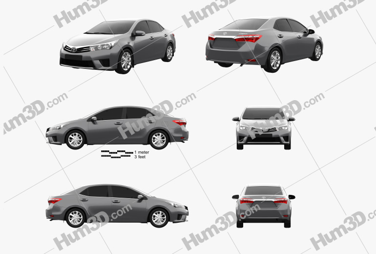 Toyota Corolla sedan 2016 Blueprint Template - 3DModels.org