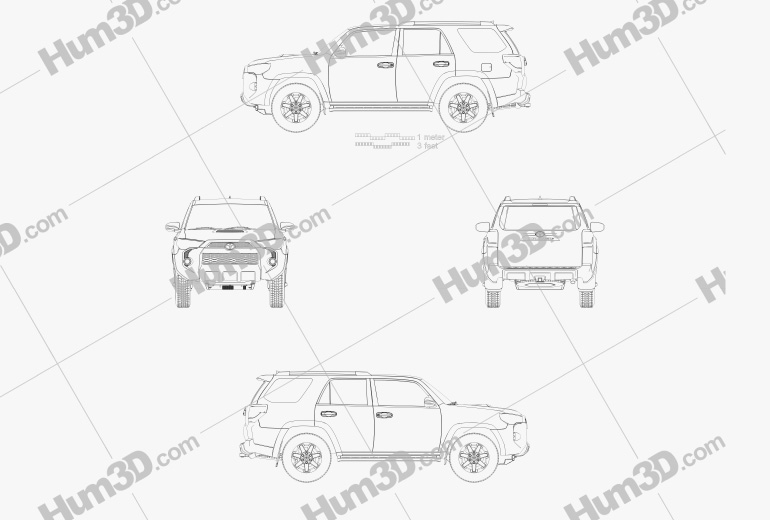 Toyota 4Runner 2016 Blueprint - 3DModels.org