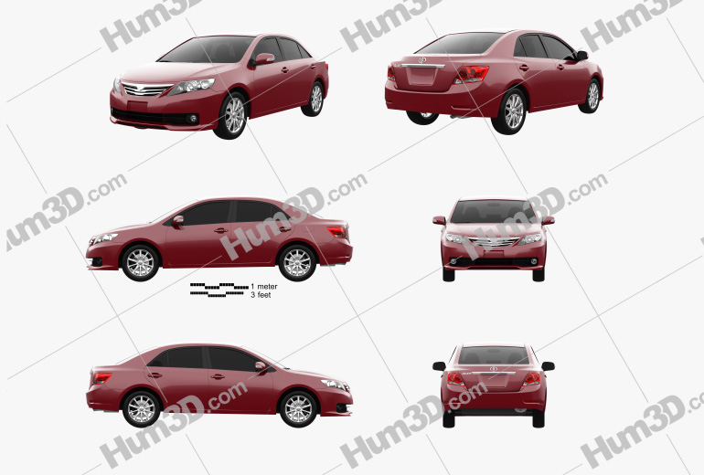 Toyota Allion (T260) 2014 Blueprint Template - 3DModels.org