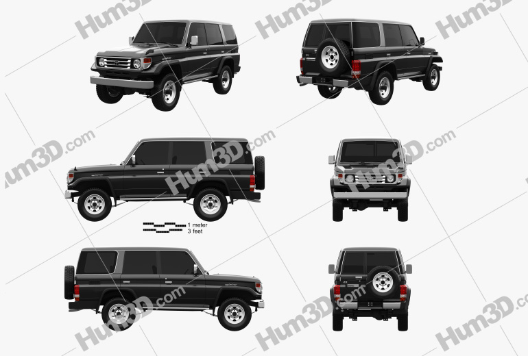 Toyota Land Cruiser (J70) 5-door 1999 Blueprint Template - 3DModels.org