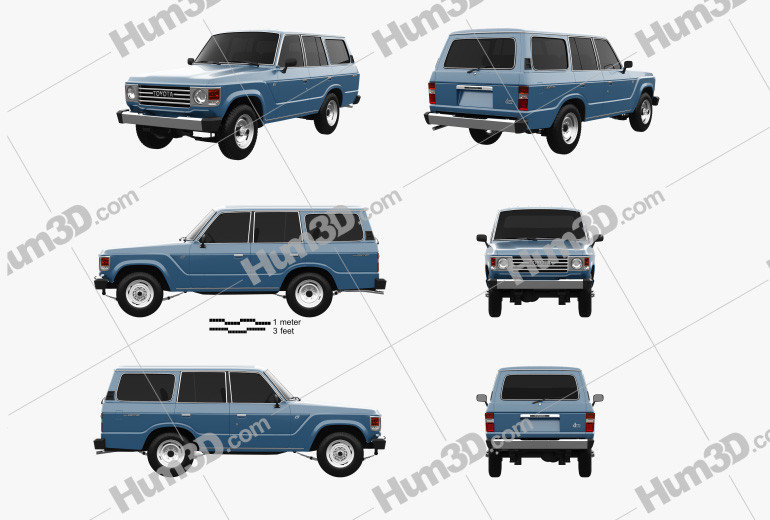 Toyota Land Cruiser (J60) 1980 Blueprint Template - 3DModels.org