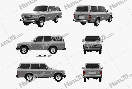 Toyota Land Cruiser blueprints Download in PNG - 3DModels.org