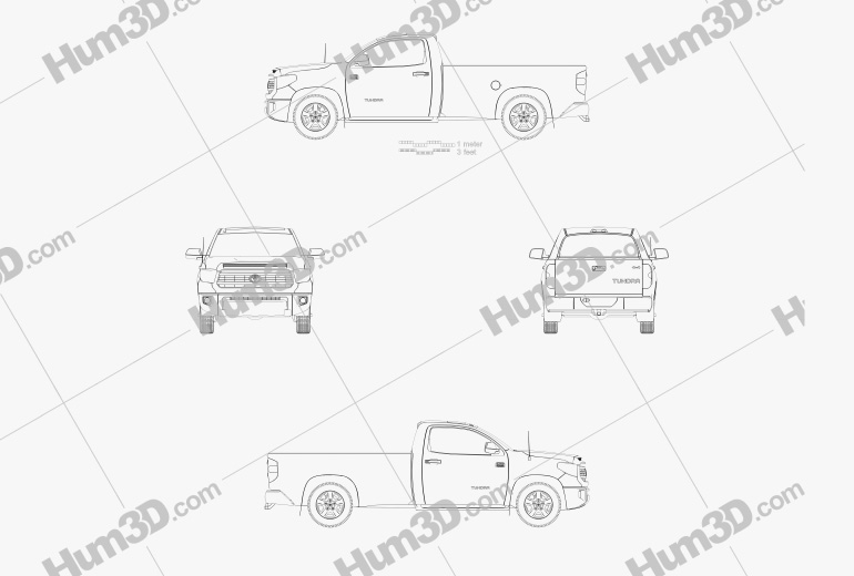 Toyota Tundra Single Max 2016 Blueprint - 3DModels.org