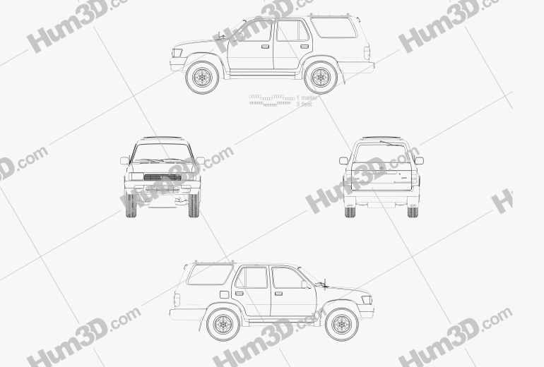 Toyota 4Runner 1992 Чертеж - 3DModels.org