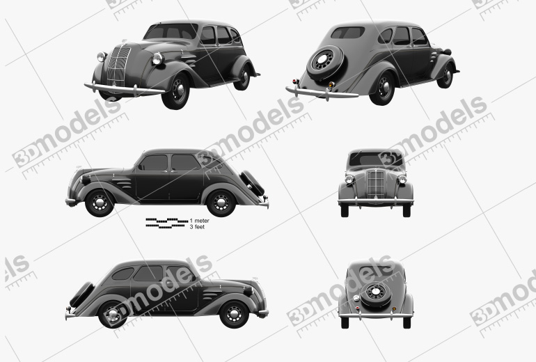 Toyota AA 1940 Blueprint Template - 3DModels.org