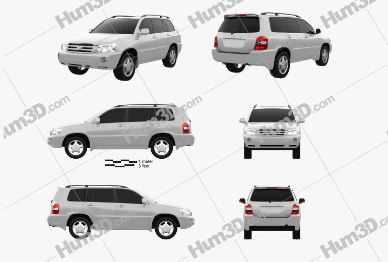 Toyota Highlander (XU20) 2007 Blueprint Template - 3DModels.org