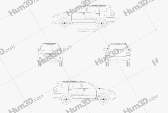 Toyota Highlander blueprints Download in PNG - 3DModels.org