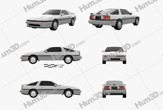 Toyota Supra blueprints Download in PNG - 3DModels.org