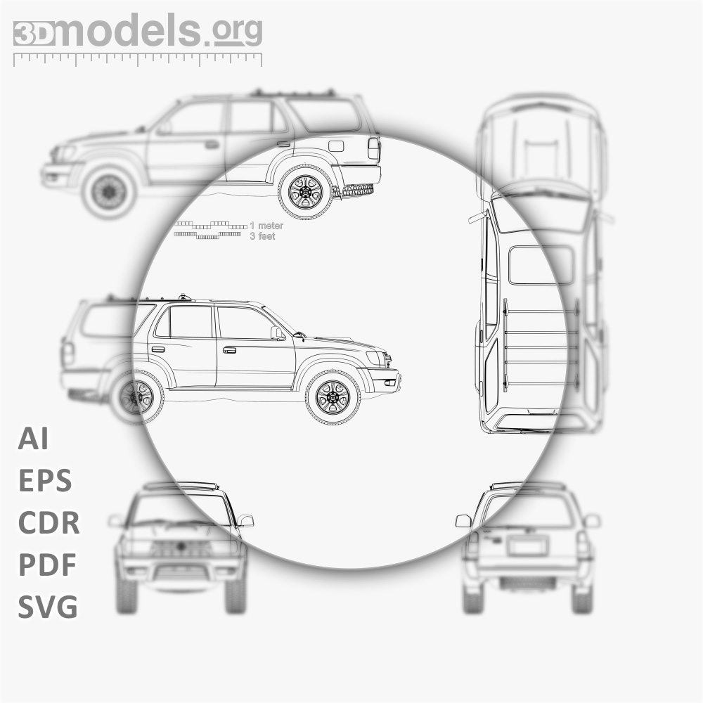 Toyota 4Runner 2002 Vector Blueprint - 3DModels.org