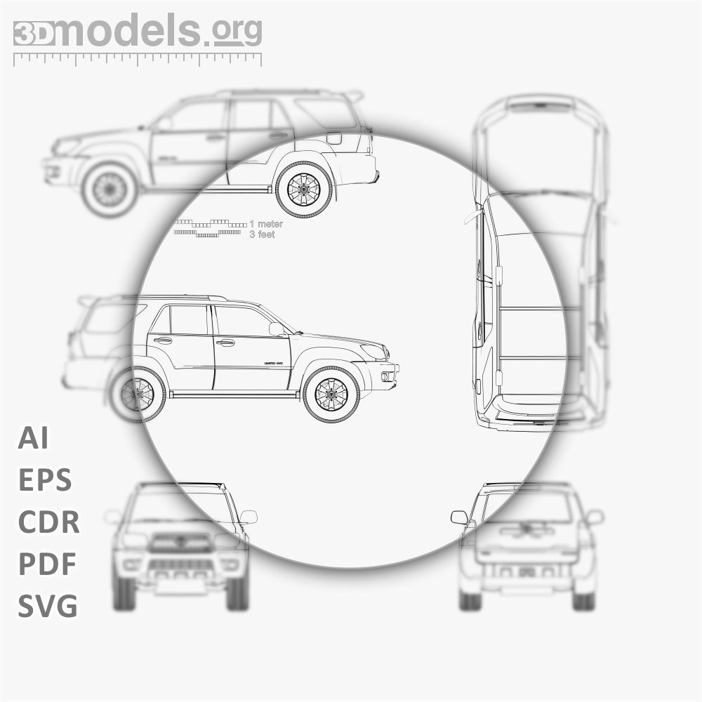 Toyota 4Runner 2009 Vector Blueprint - 3DModels.org