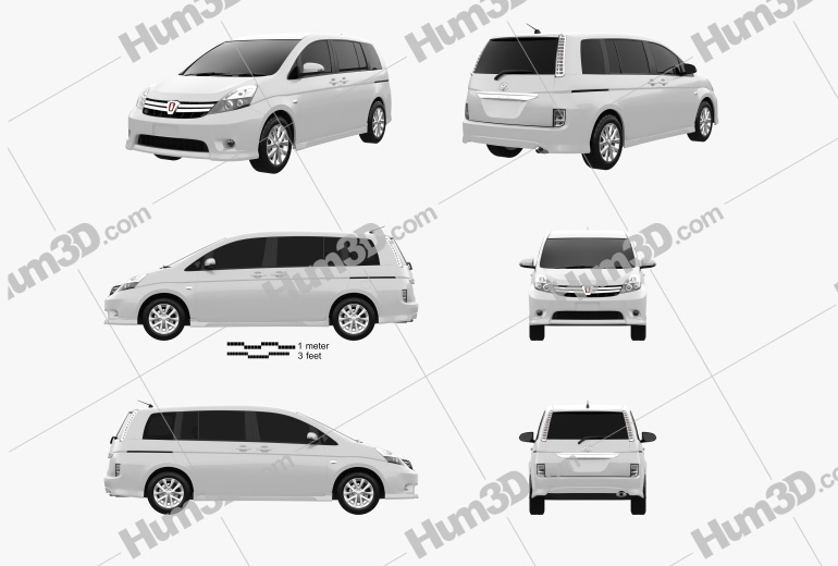 Toyota Isis 2015 Blueprint Template - 3DModels.org