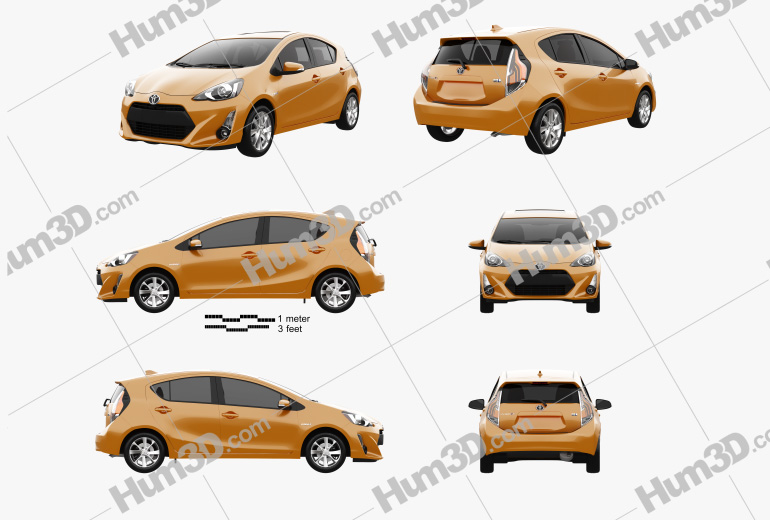 Toyota Prius C 2018 Blueprint Template - 3DModels.org