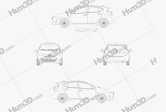 Toyota Prius blueprints Download in PNG - 3DModels.org