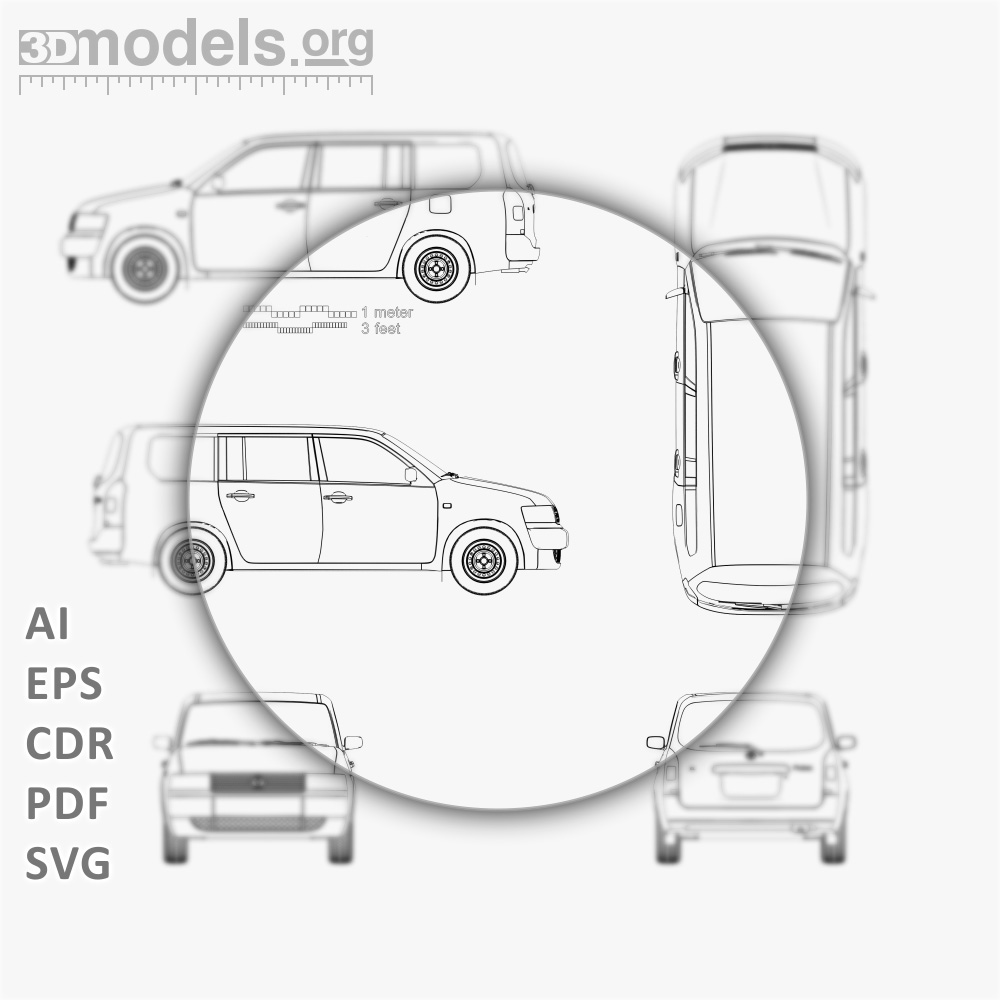 Toyota Probox Van 2014 Vector Blueprint - 3DModels.org