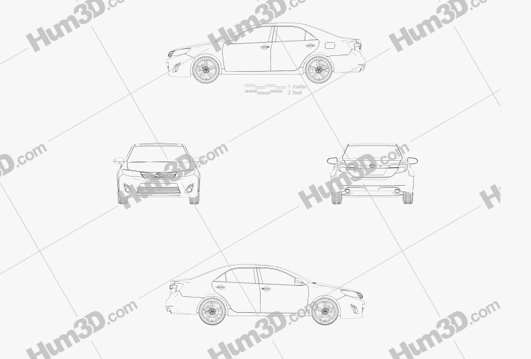 Toyota Camry blueprints Download in PNG - 3DModels.org