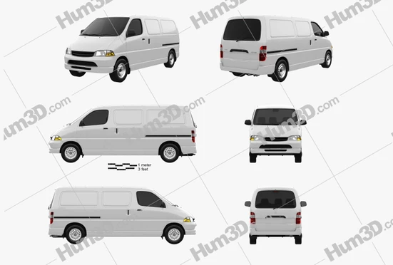 Toyota HiAce blueprints Download in PNG - 3DModels.org