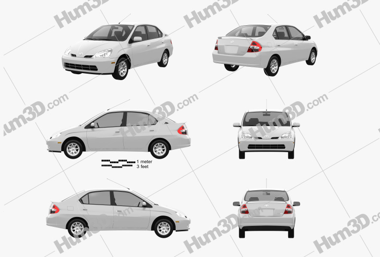 Toyota Prius 2009 Blueprint Template - 3DModels.org