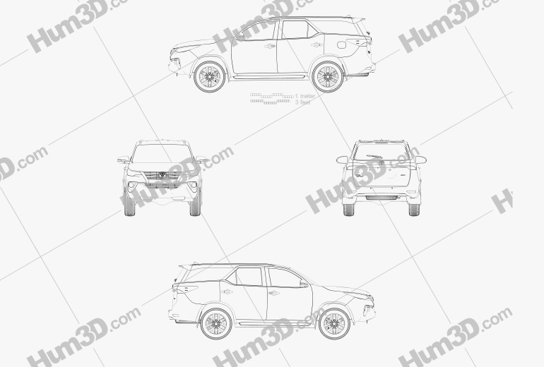 Toyota Fortuner 2019 Blueprint - 3DModels.org
