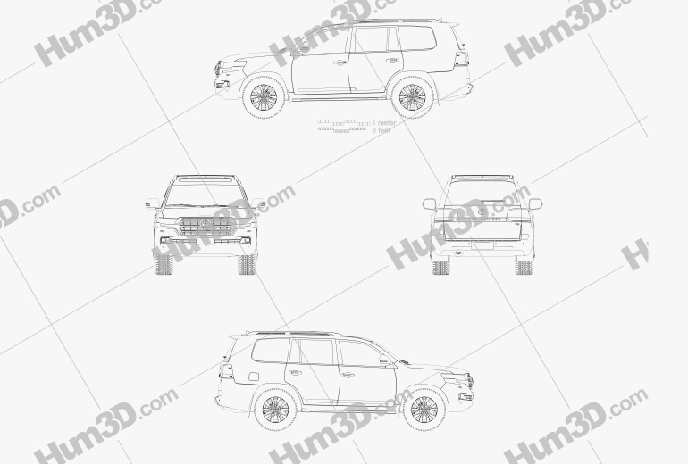 Toyota Land Cruiser (J200) 2019 Blueprint - 3DModels.org