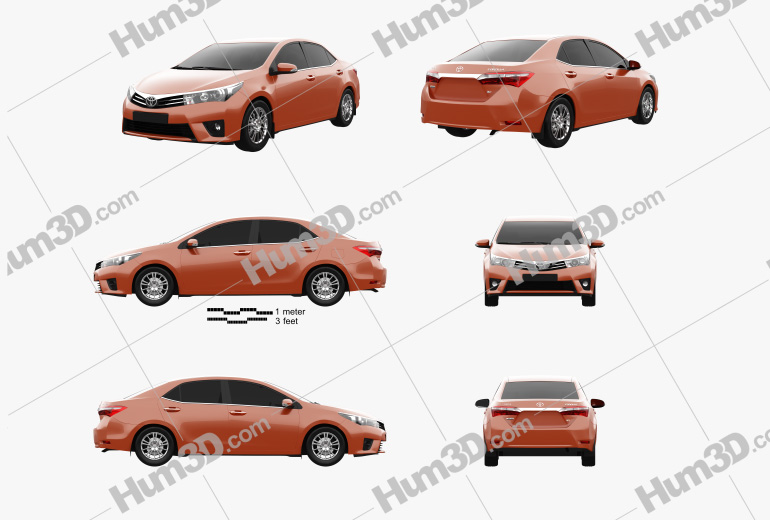 Toyota Corolla Limited 2017 Blueprint Template - 3DModels.org