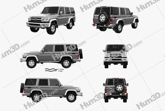 Toyota Land Cruiser blueprints Download in PNG - 3DModels.org