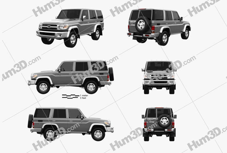 Toyota Land Cruiser 2015 Blueprint Template - 3DModels.org