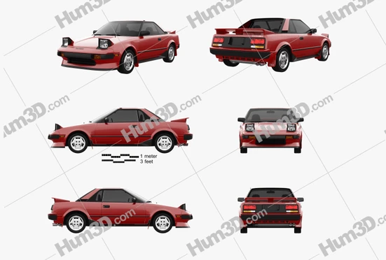 Toyota MR2 blueprints Download in PNG - 3DModels.org