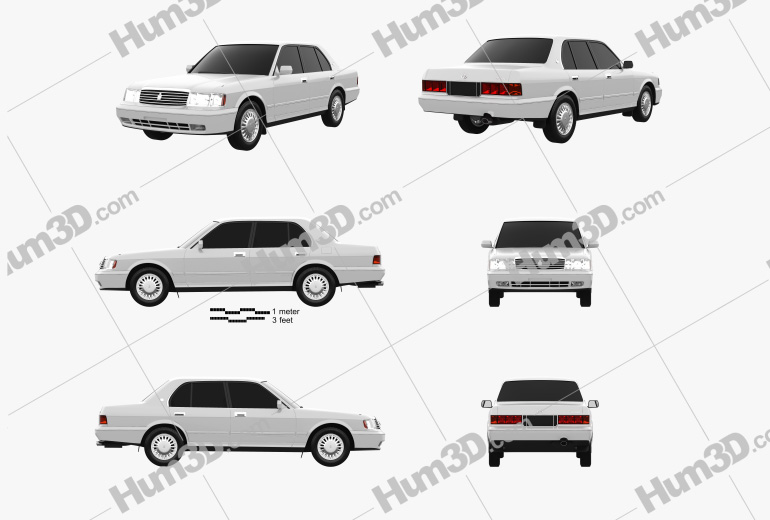 Toyota Crown 1995 Blueprint Template - 3DModels.org