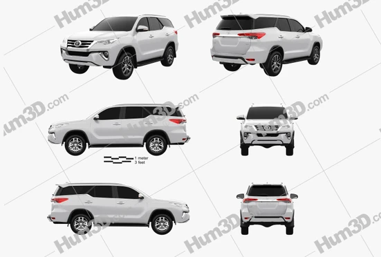Toyota Fortuner blueprints Descargar en PNG - 3DModels.org