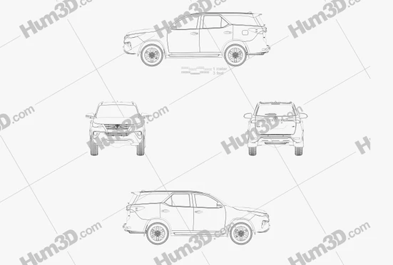 Toyota Fortuner blueprints Descargar en PNG - 3DModels.org