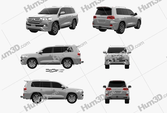 Toyota Land Cruiser blueprints Download in PNG - 3DModels.org