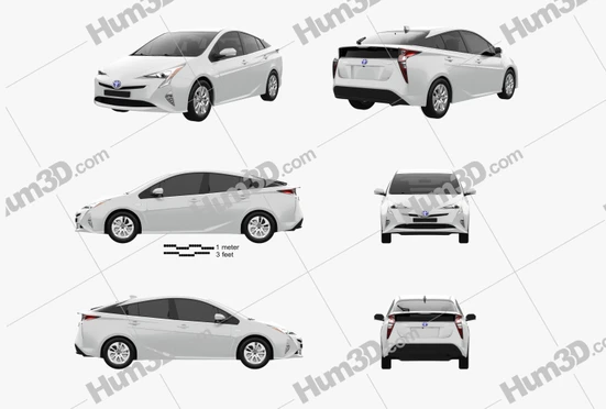 Toyota Prius blueprints Download in PNG - 3DModels.org