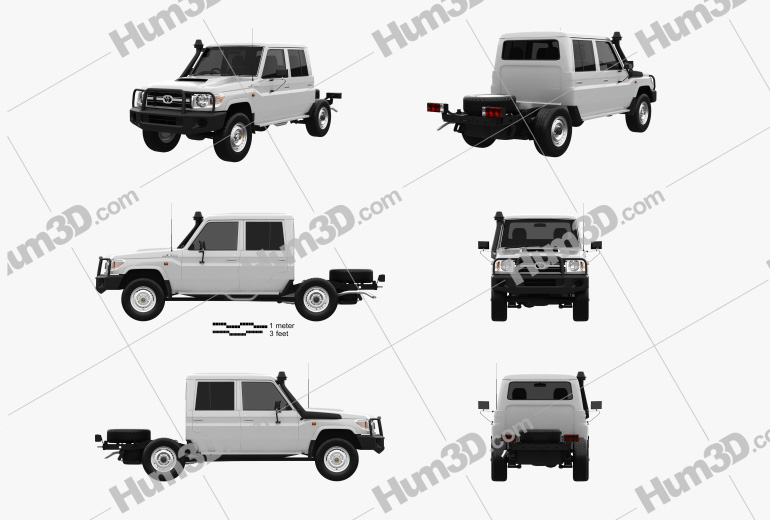Toyota Land Cruiser (VDJ79R) Double Cab Chassis 2016 Blueprint Template ...