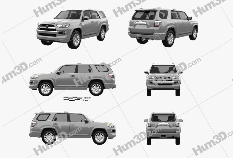 Toyota 4Runner Limited 2019 Blueprint Template - 3DModels.org