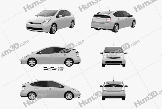 Toyota Prius blueprints Download in PNG - 3DModels.org